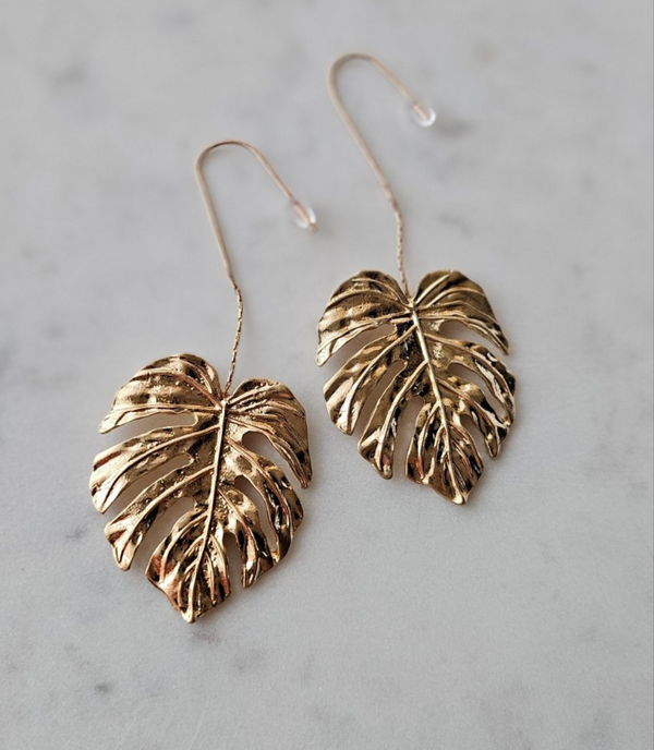Monstera Leaf Drop Earrings - Seek The Uniq